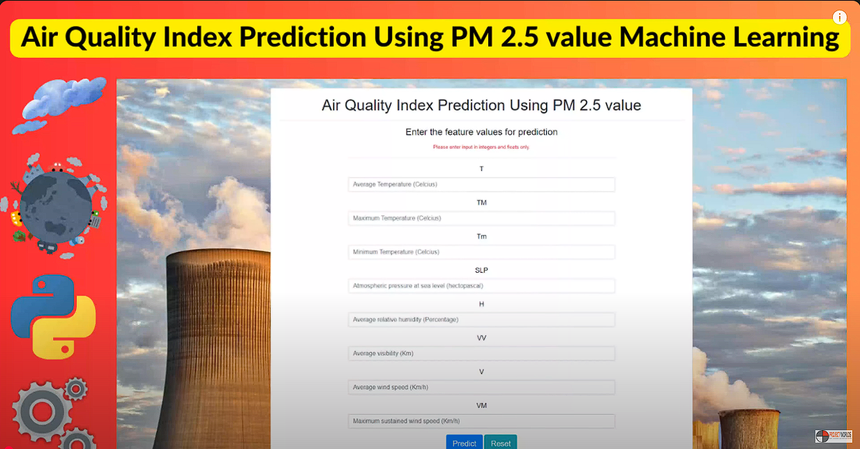 Air Quality Index Prediction Using PM 2.5 value Machine Learning | Projectworlds