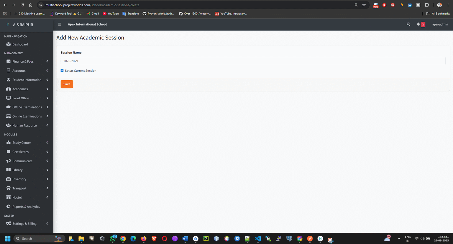 Academic Module ProjectWorlds Multi School ERP SAAS | Projectworlds