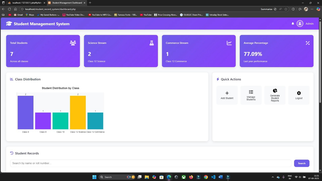 Student Record Managment System in PHP & MySQL | Projectworlds